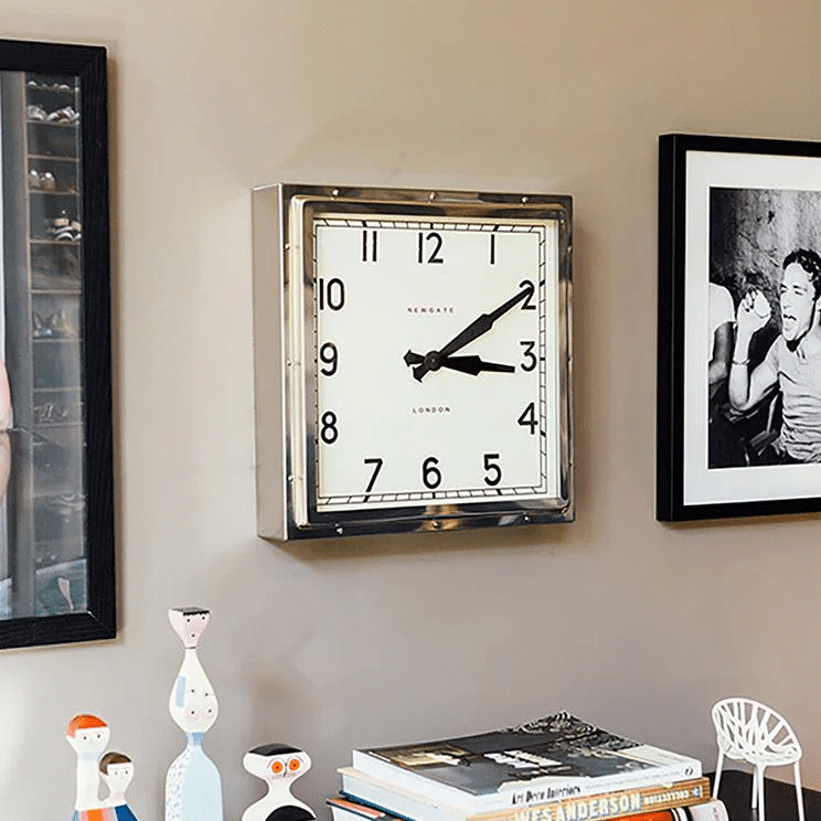 Newgate Quad Polished Stainless Steel Clock | Robey's